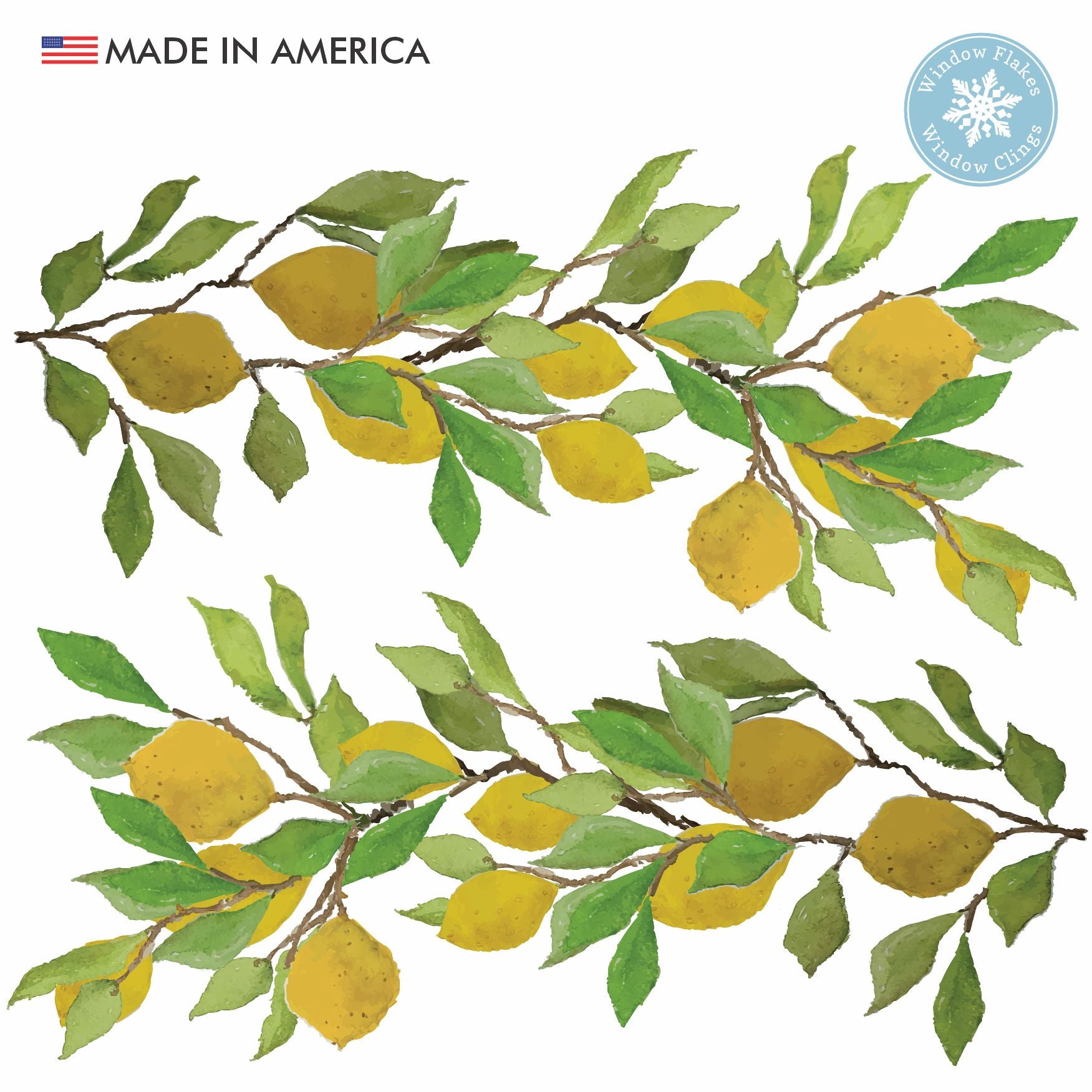 Lemon Branch Water Color Style Border Window Sticker Cling Decal ...