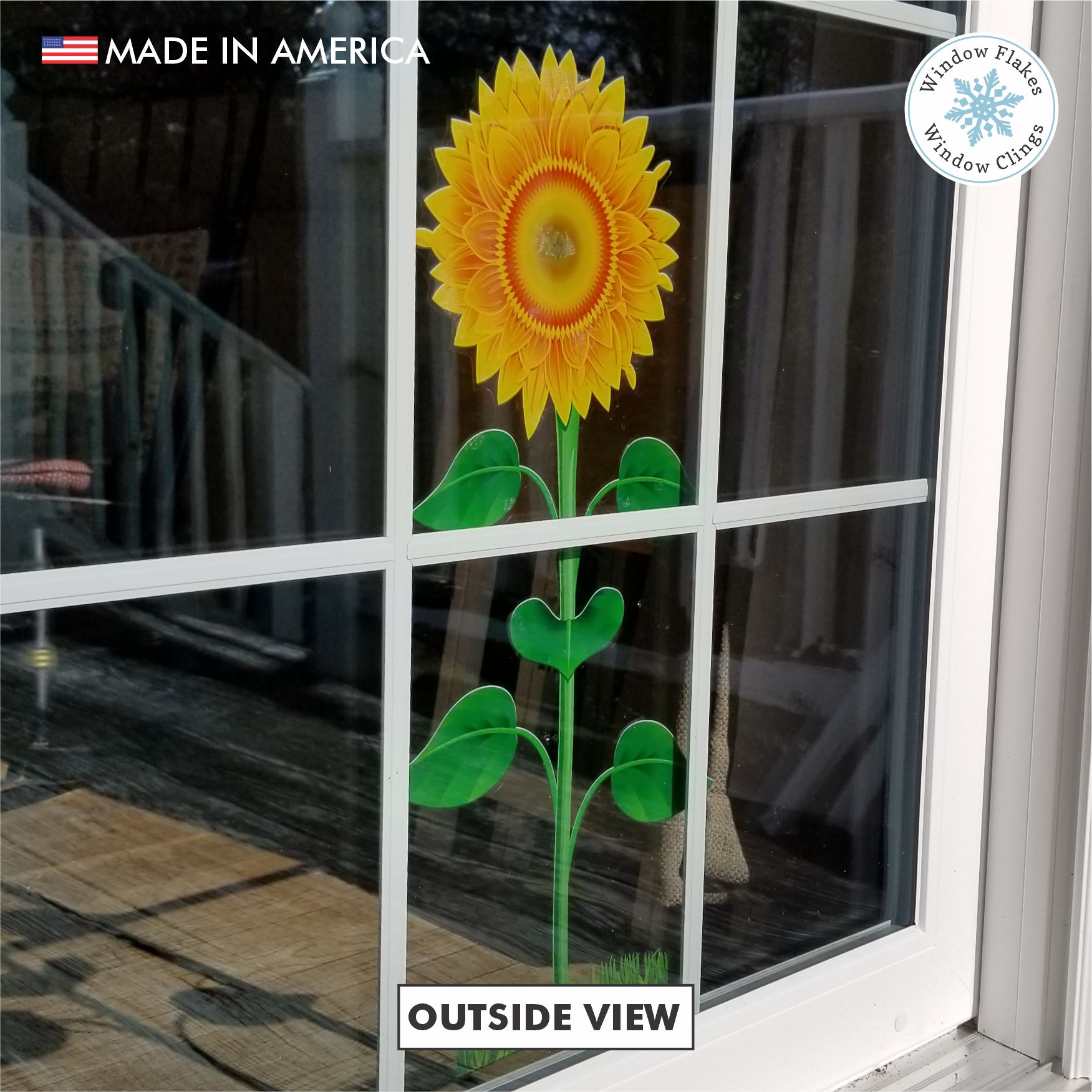 Sunflower Window Clings (Set of 2) | Reusable Floral Decals | Window Flakes