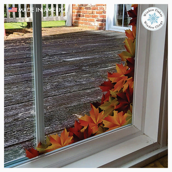Fall Leaf Corner Window Clings - Thanksgiving Decoration - Fall Leaves ...