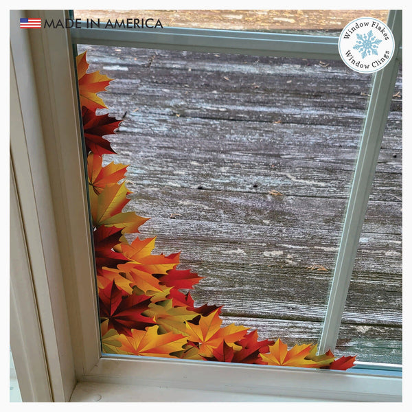 Fall Leaf Corner Window Clings - Thanksgiving Decoration - Fall Leaves ...