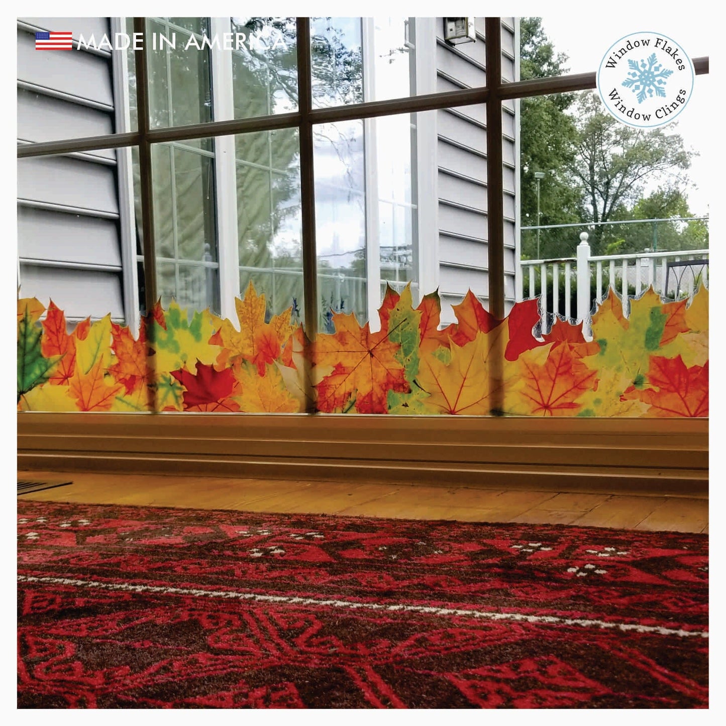 Fall Leaf Border Window Cling. 47" x 7". Fall Thanksgiving Decoration ...