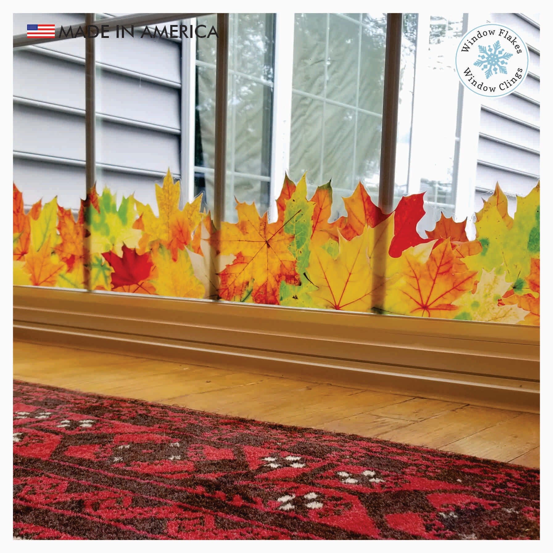 Fall Leaf Border Window Cling. 47" x 7". Fall Thanksgiving Decoration ...
