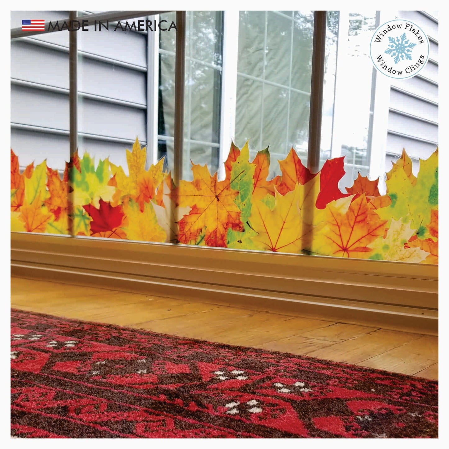 Fall/Autumn Leaves Border Window Cling | Window Flakes