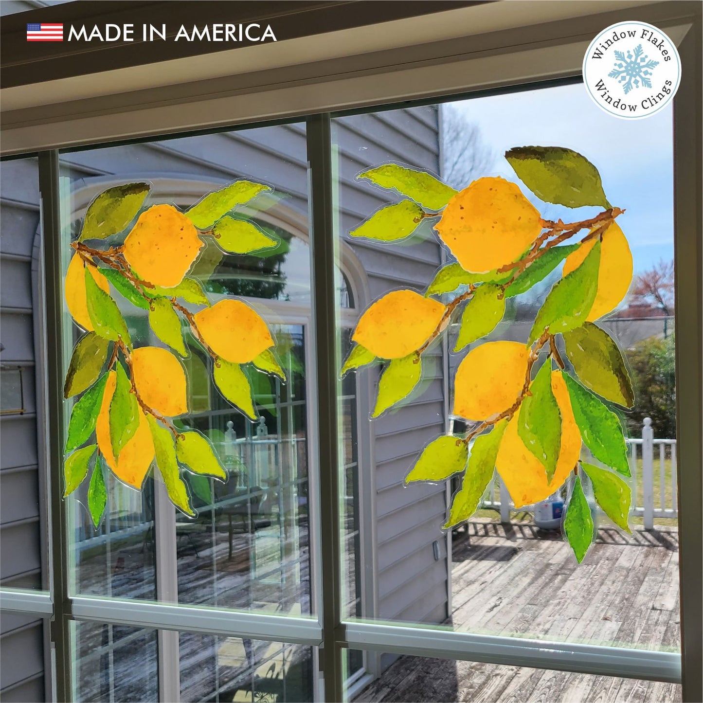 Lemon Corners (Set of 2) Water Color Style Window Sticker Cling Decal ...