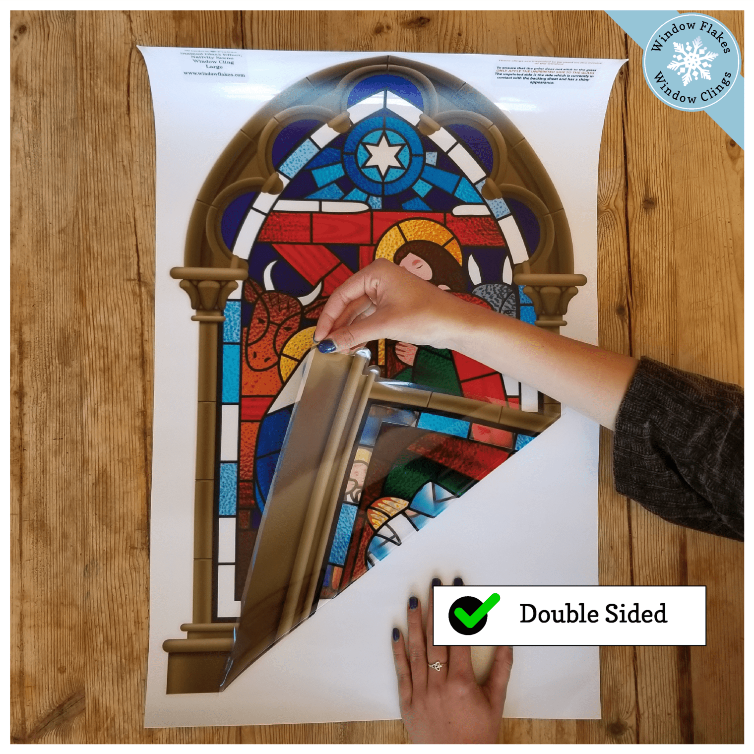 Stained Glass Nativity Scene Window Cling | Window Flakes