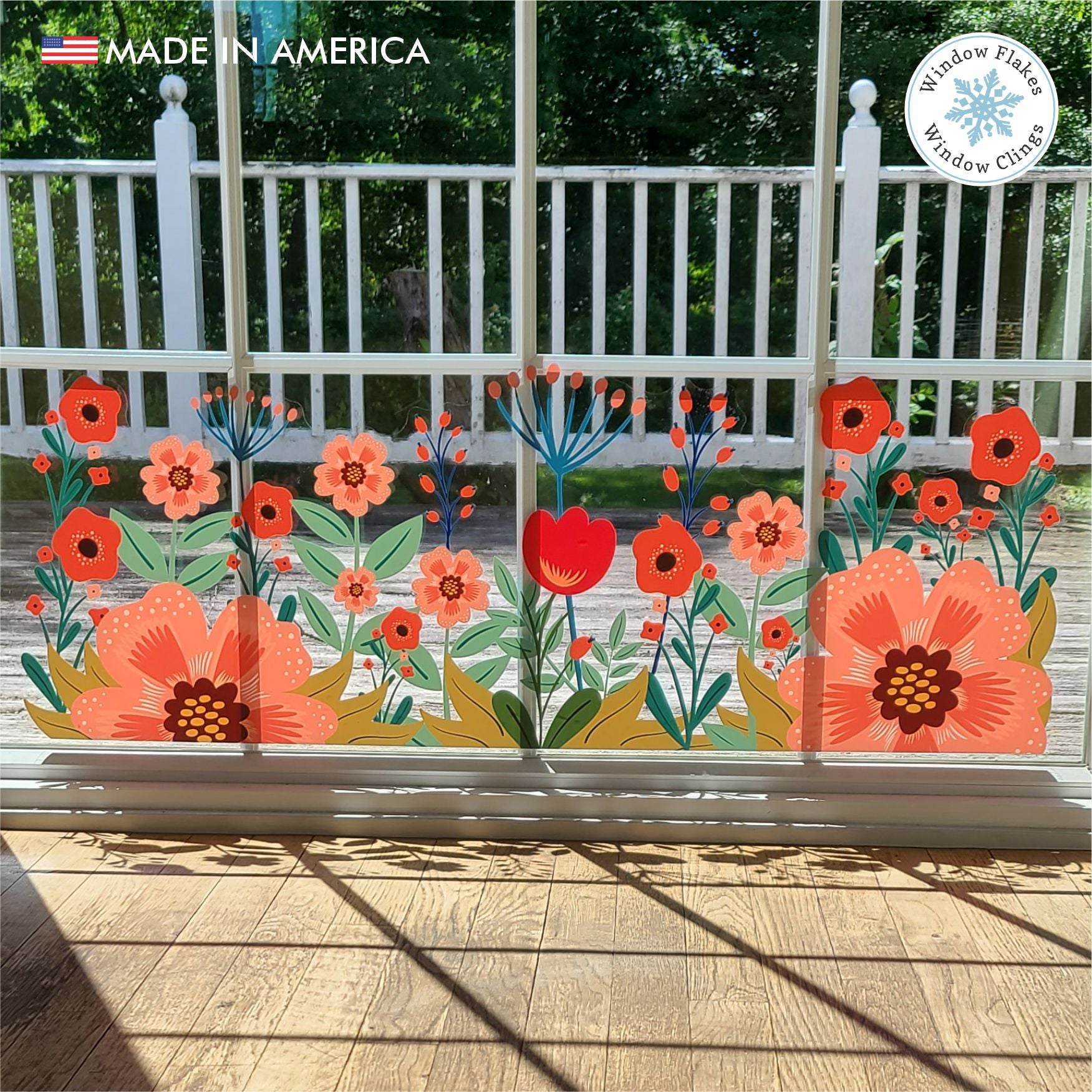 Floral Poppy Border Window Cling (40