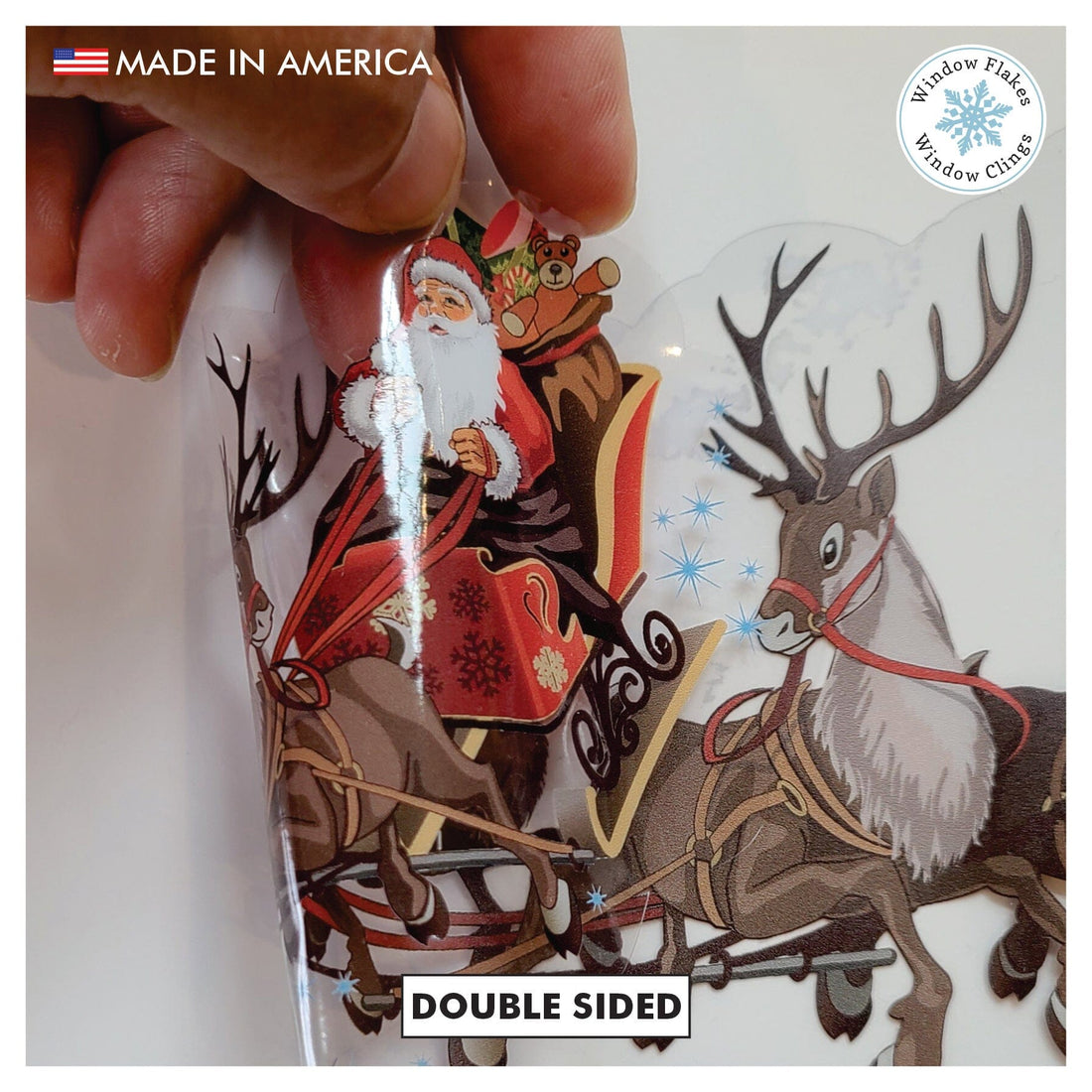 Christmas Santa Sleigh Window Cling (Set of 2) – Window Flakes