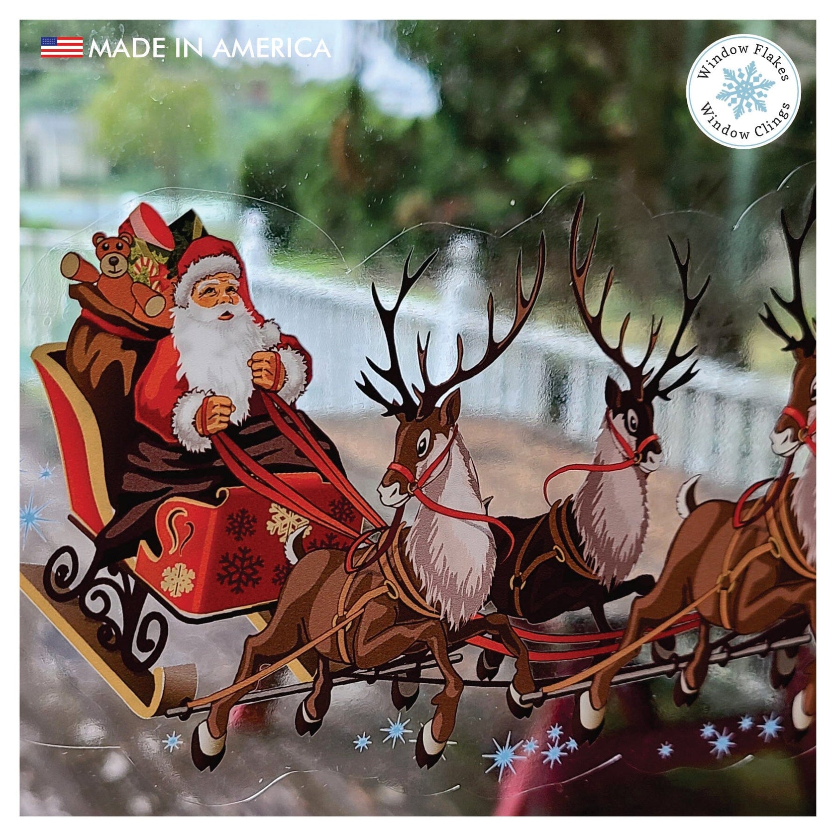 Christmas Santa Sleigh Window Cling (Set of 2) – Window Flakes