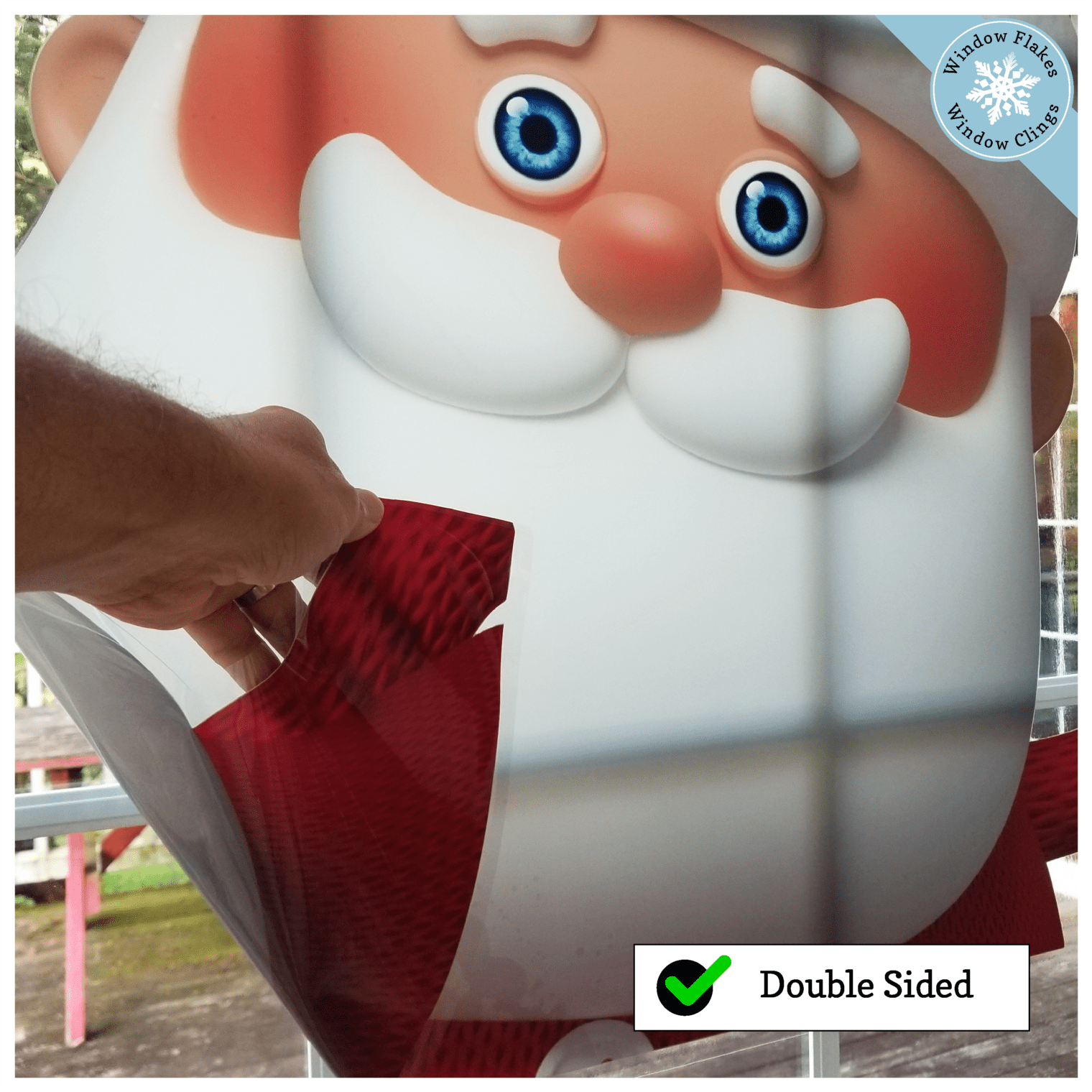 Santa Claus Window Sticker | Santa Waving in Window Decal – Window Flakes