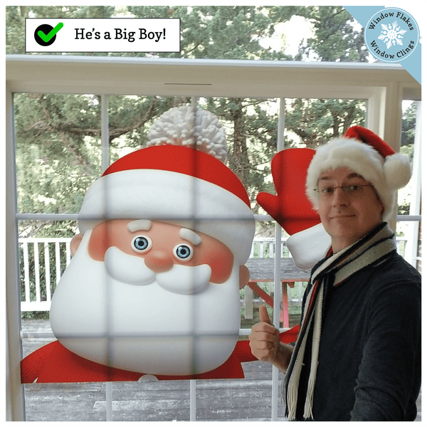 Santa Claus Window Sticker | Santa Waving in Window Decal – Window Flakes