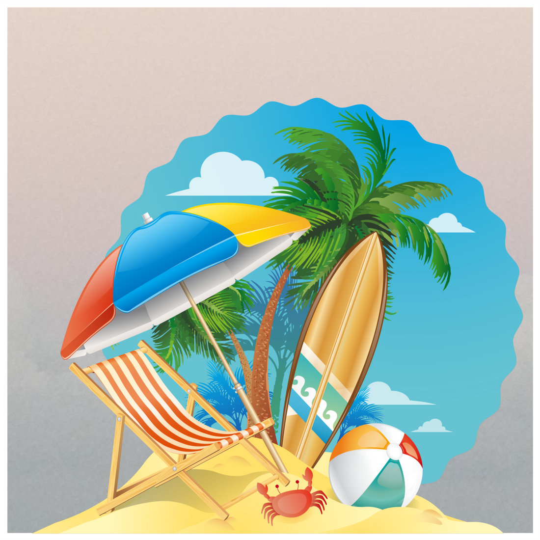 Summer Beach Scene Window Cling | Beach Scene Window Decal – Window Flakes