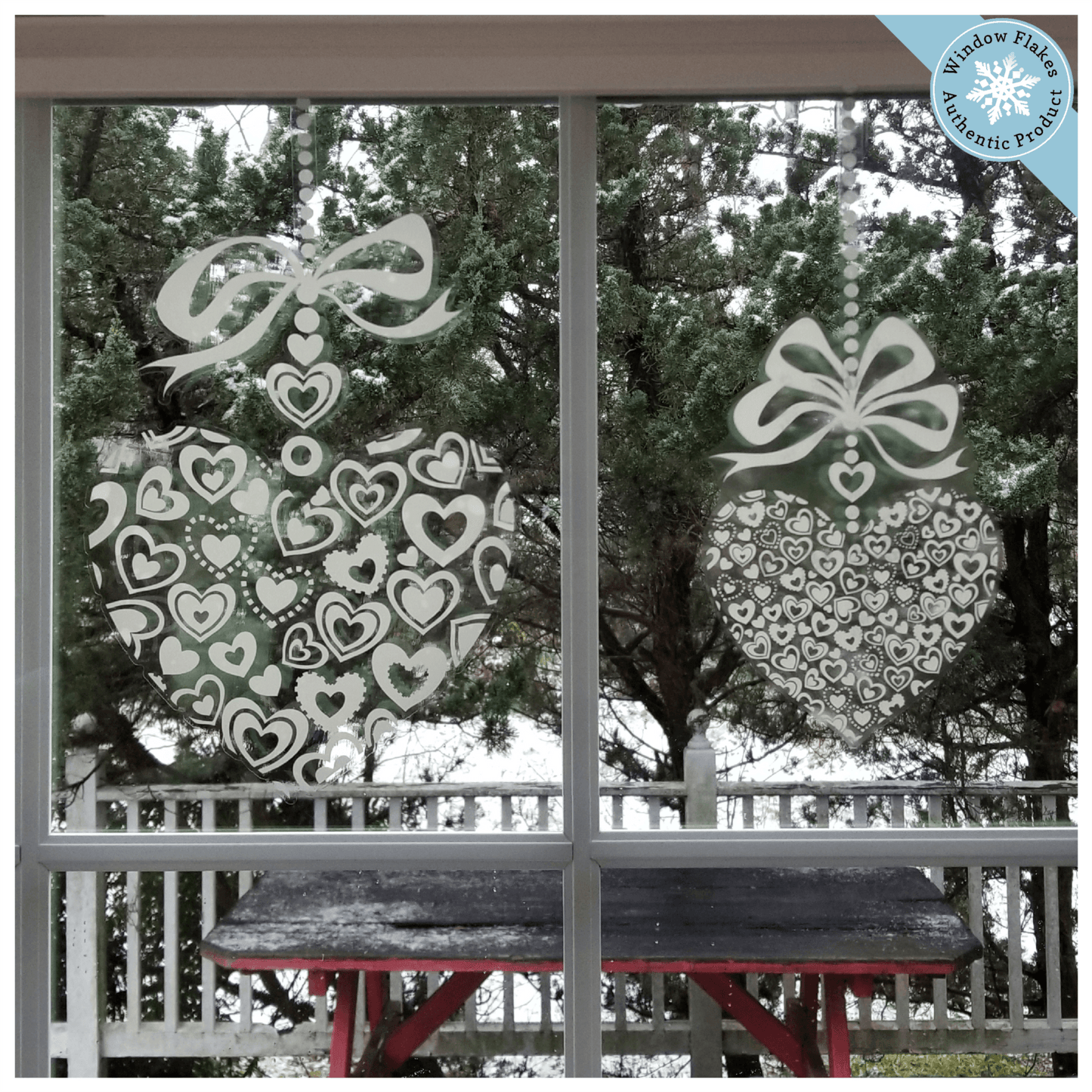 12" Valentine's Day Bow Heart Window Cling White Vinyl Decoration ...