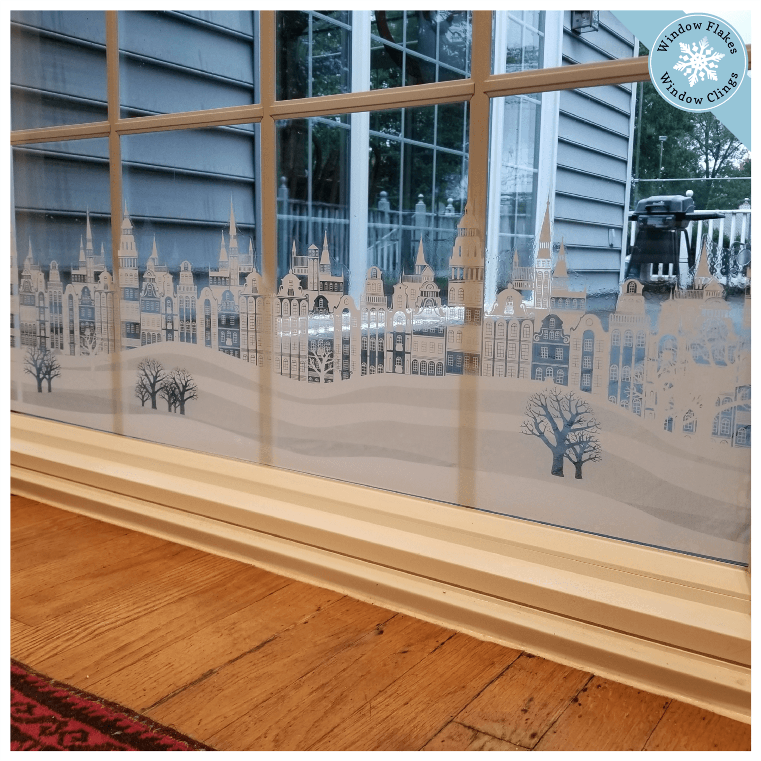 CityScape Border Christmas Window Decal Decoration – Window Flakes