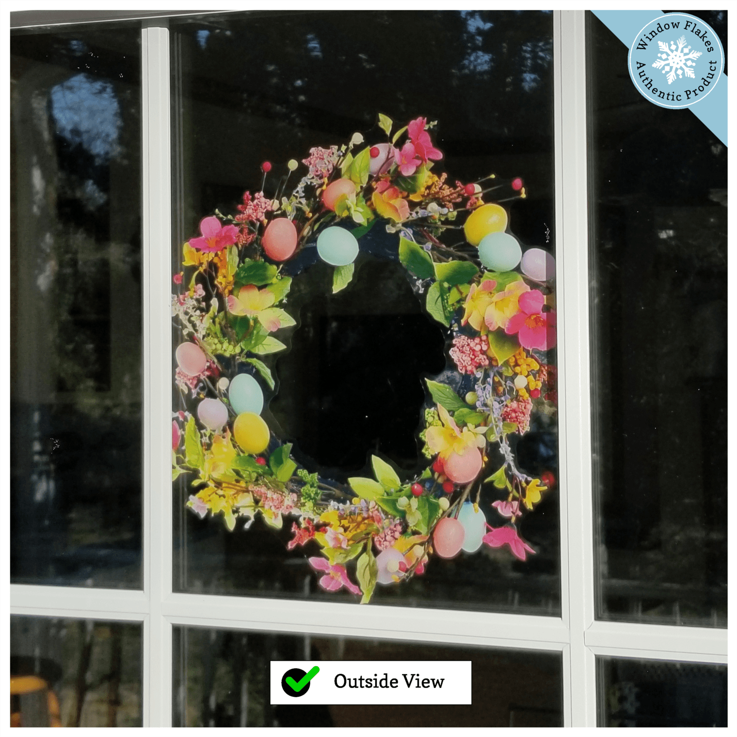 Easter Decoration Window Cling Eggs Flowers Wreath Display Spring Door ...