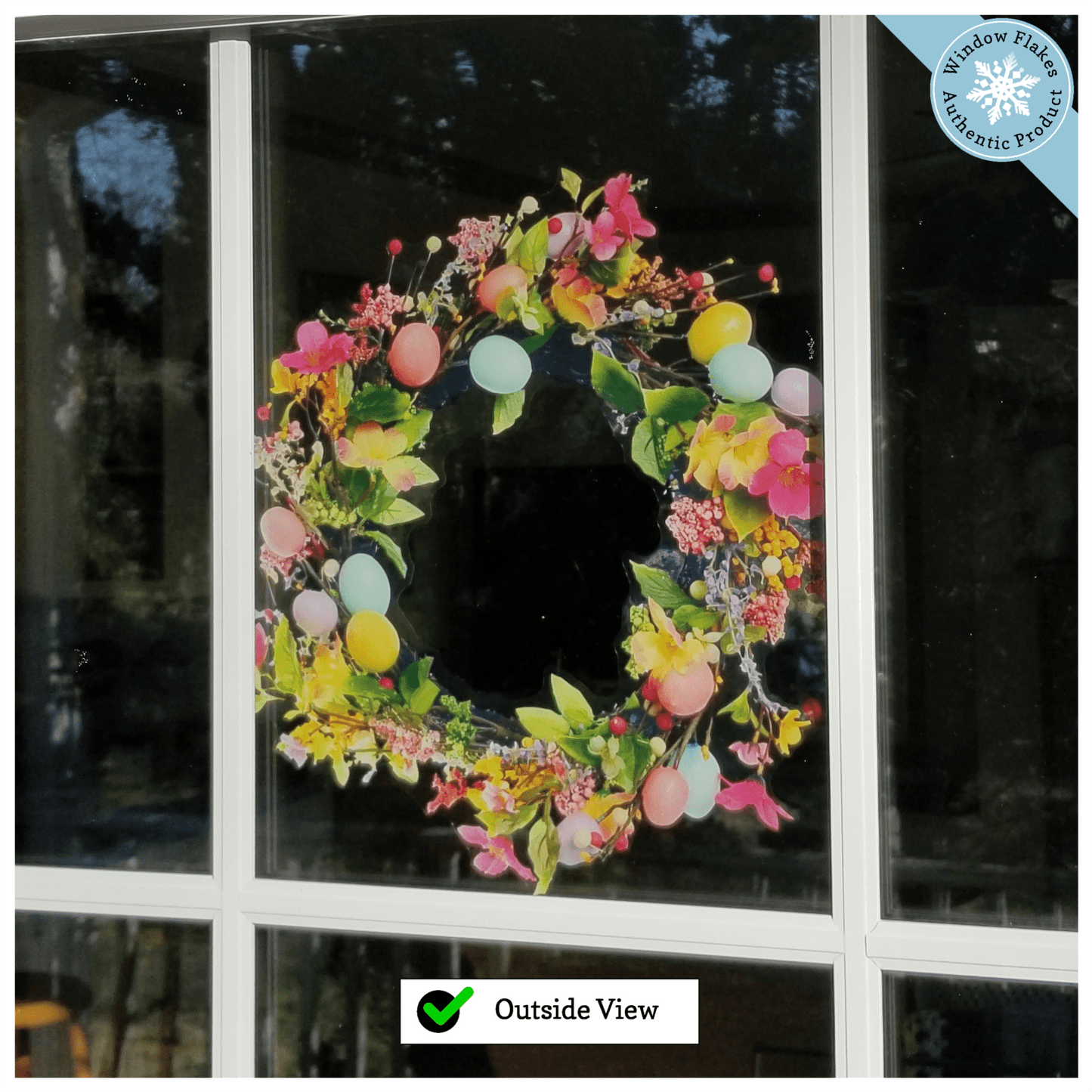 Easter Decoration Window Cling Eggs Flowers Wreath Display Spring Door ...