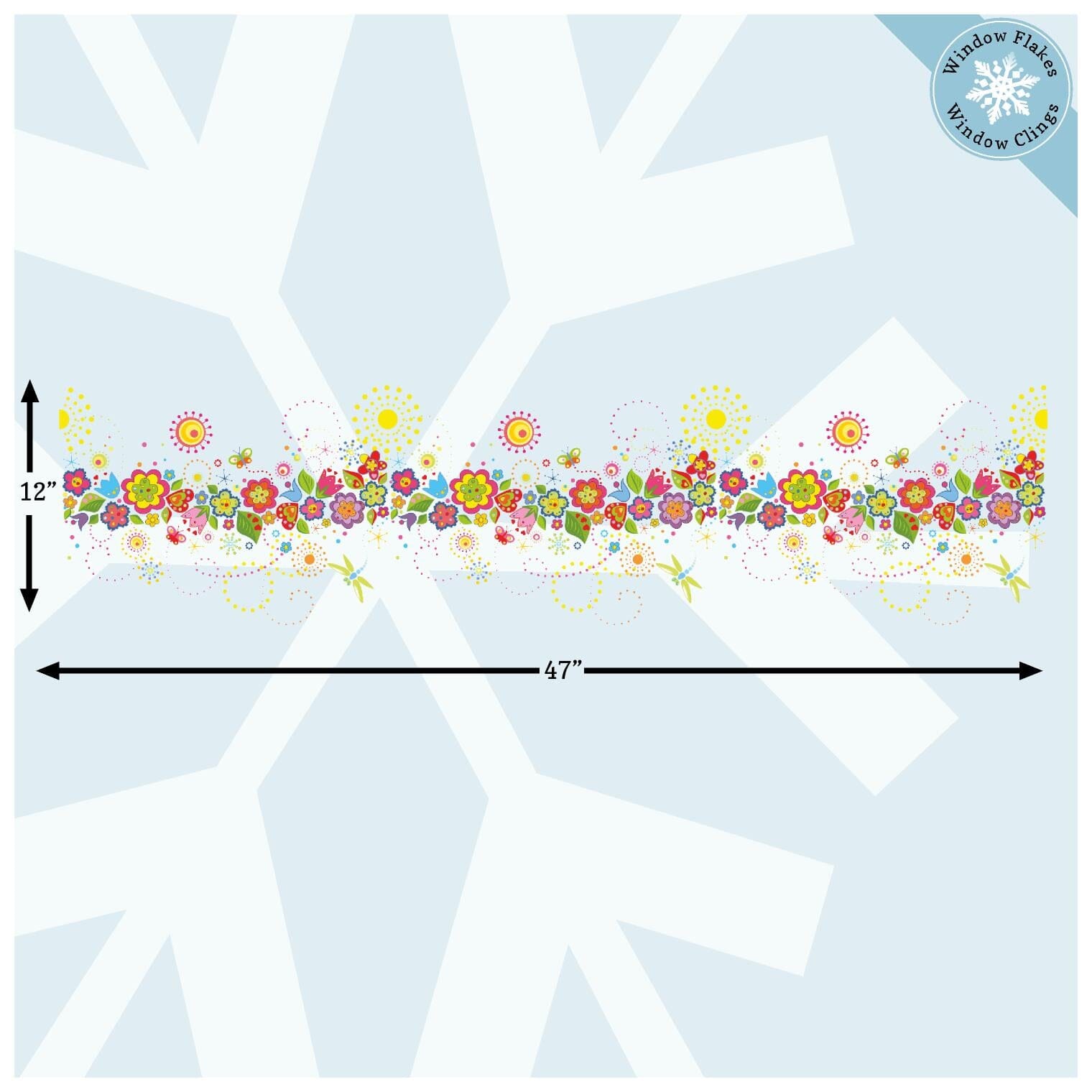 Floating Flowers 'BoHo' Window Cling Border – Window Flakes