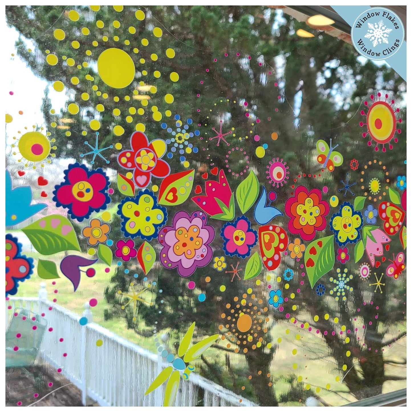 Floating Flowers 'BoHo' Window Cling Border – Window Flakes