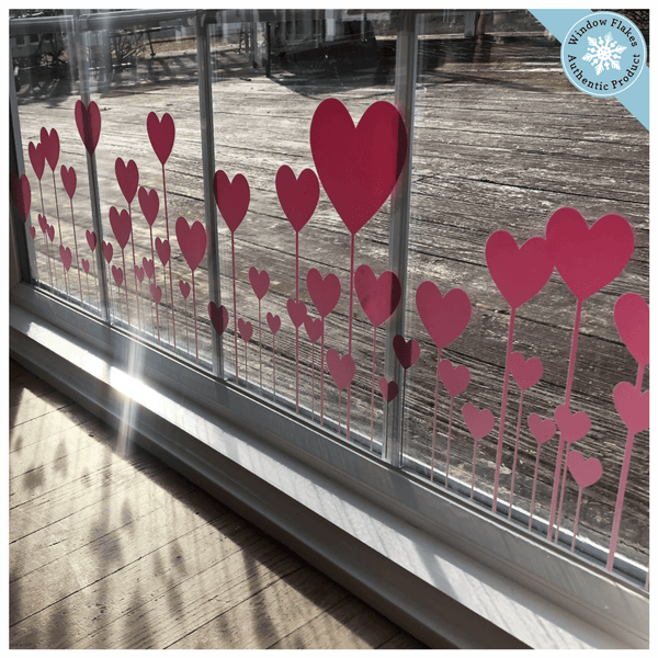 Floating Hearts Border Cling – Window Flakes