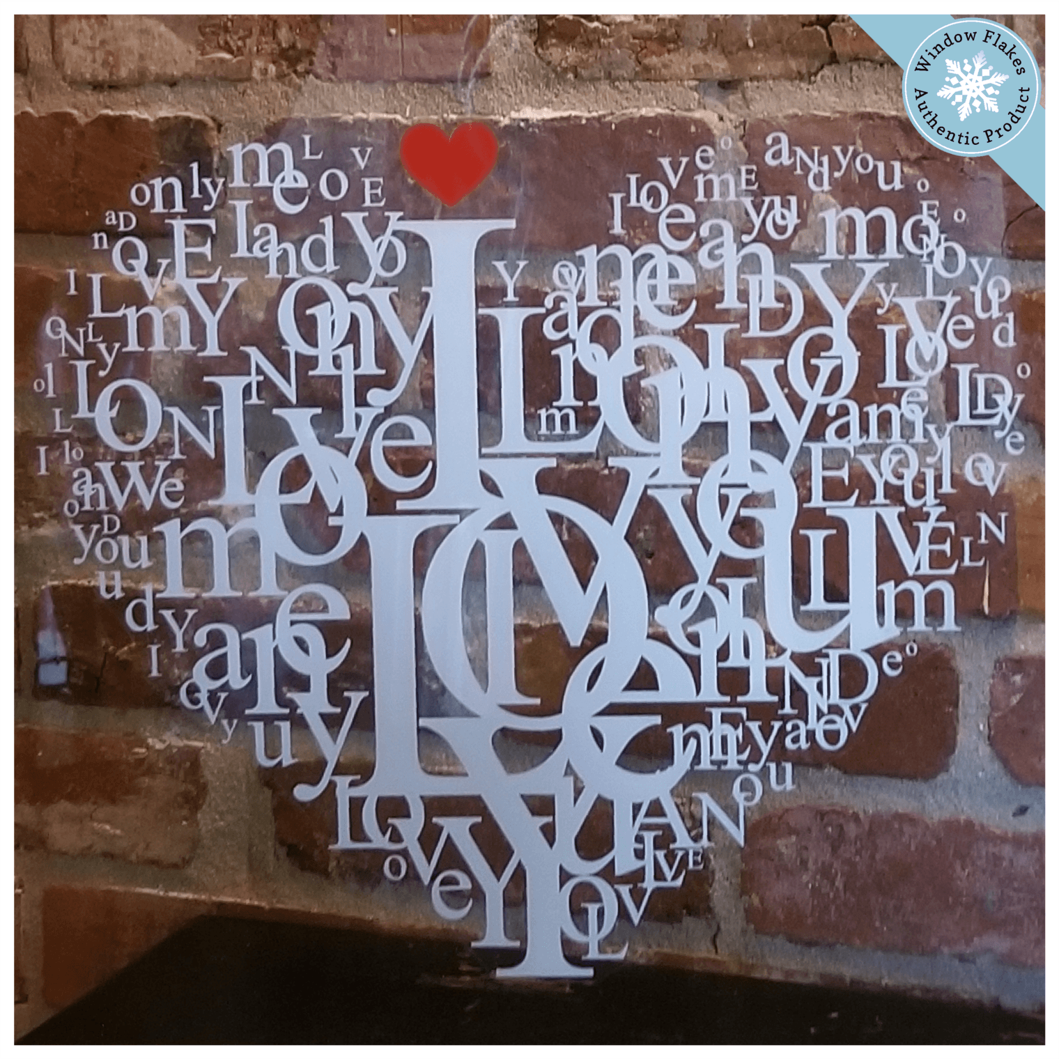 Valentine I Love, We Love, You Love Heart Window Cling – Window Flakes