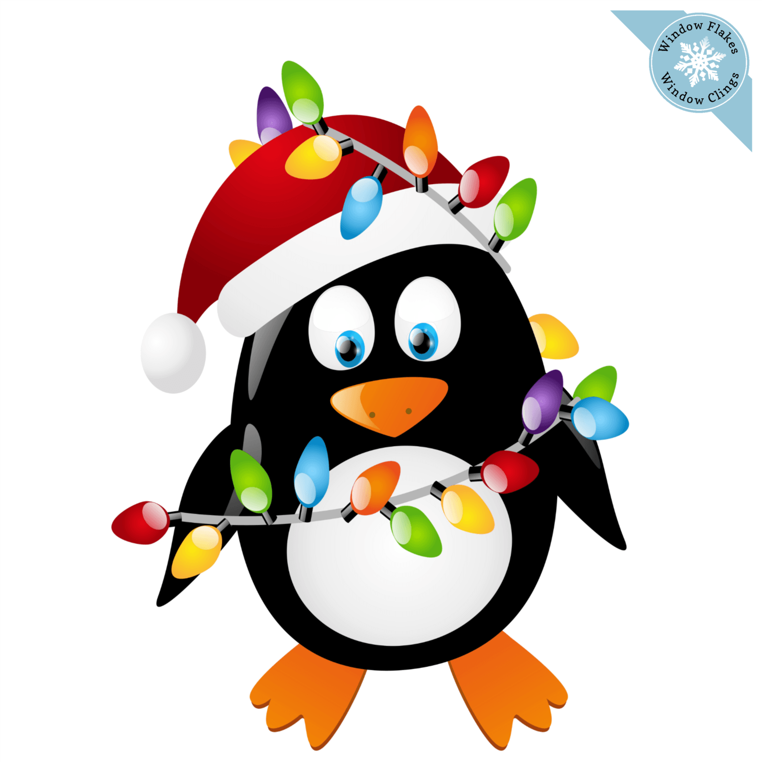 Christmas Penguin with Lights Window Cling | Window Flakes