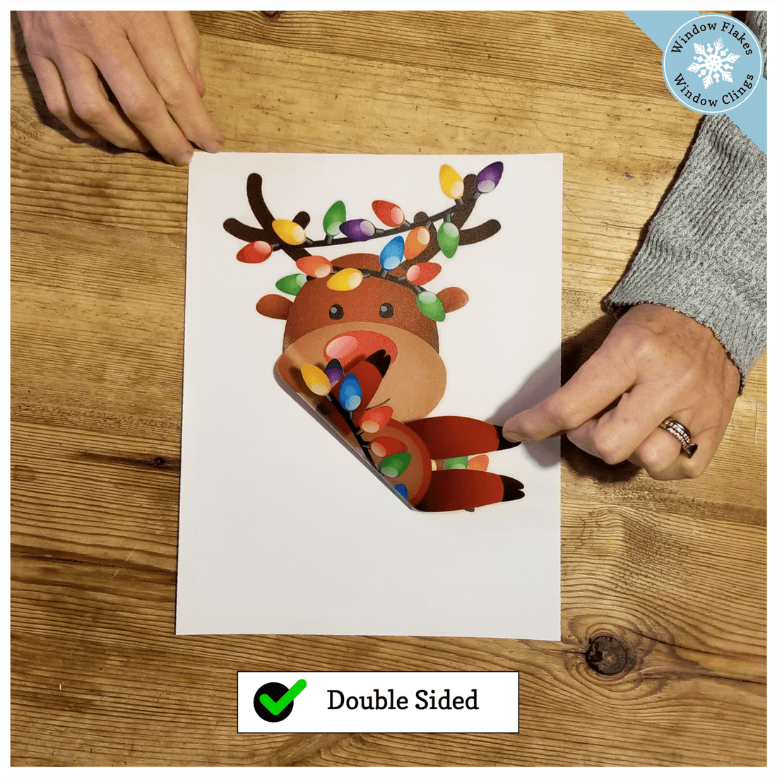 Christmas Reindeer with Lights Window Cling Sticker/Decal – Window Flakes