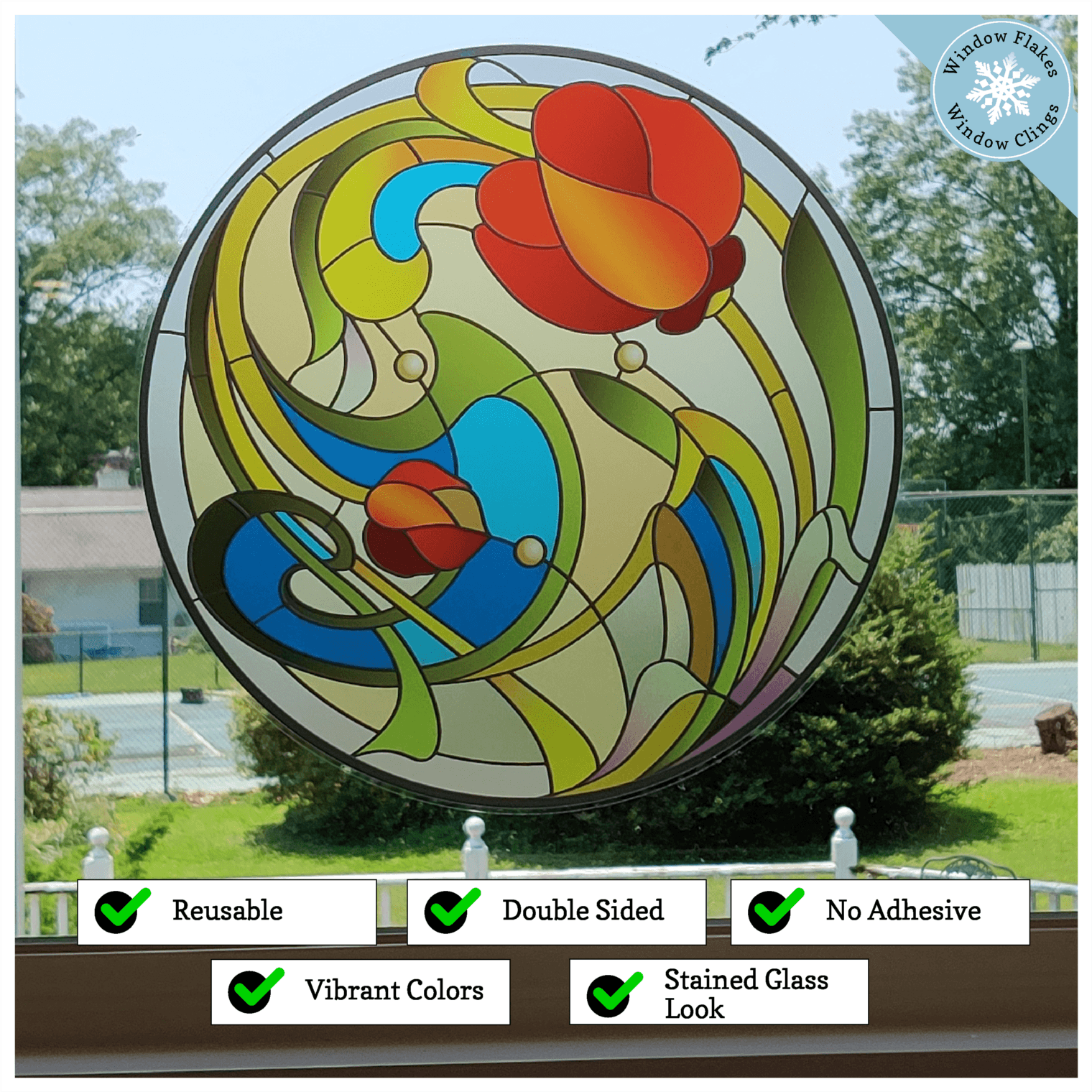 Tulip Suncatcher | Tulip Stained Glass Window Cling – Window Flakes