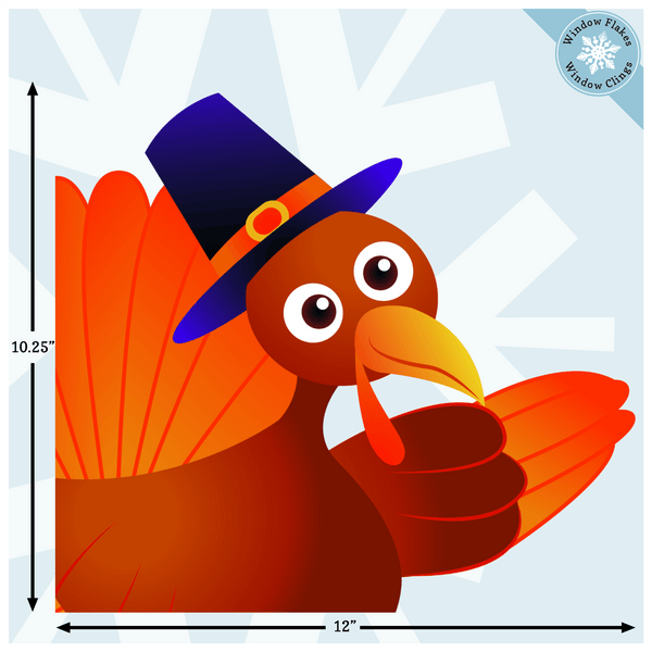 Waving Thanksgiving Turkey Window Cling - Thanksgiving Decoration ...