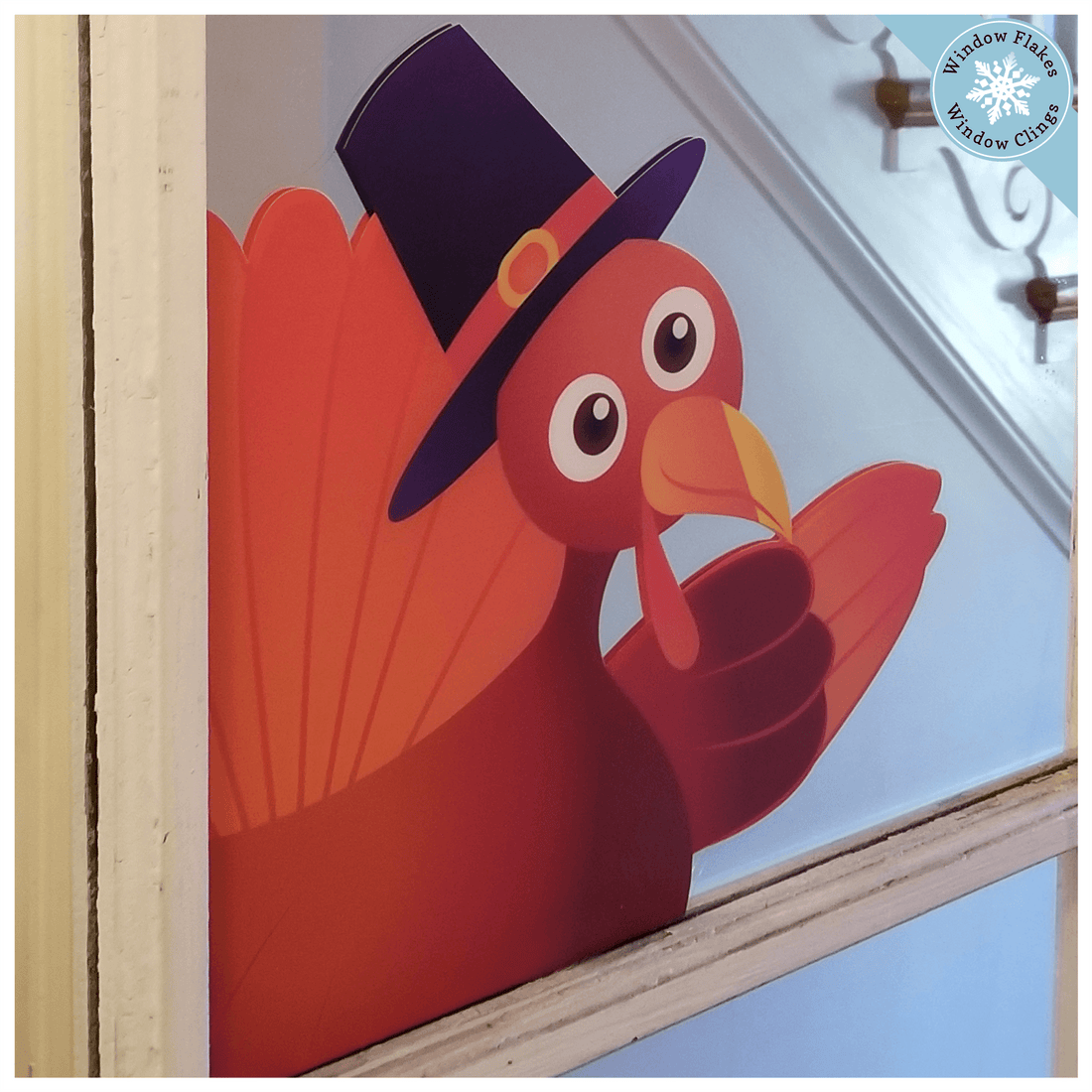 Waving Thanksgiving Turkey Window Cling - Thanksgiving Decoration ...