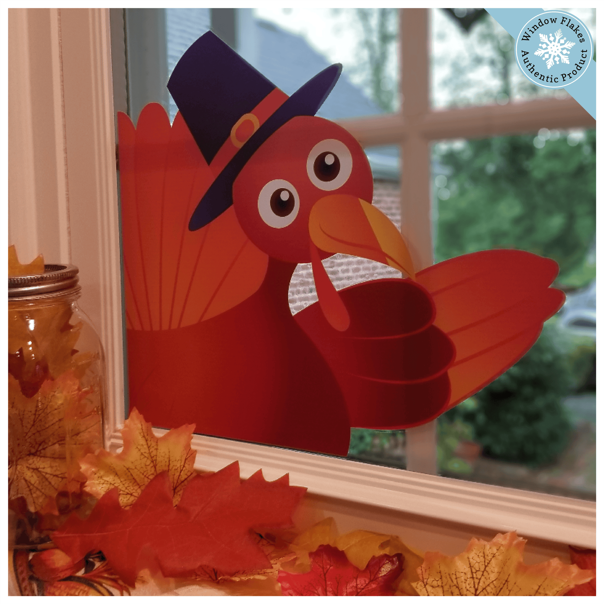 Waving Thanksgiving Turkey Window Cling - Thanksgiving Decoration ...