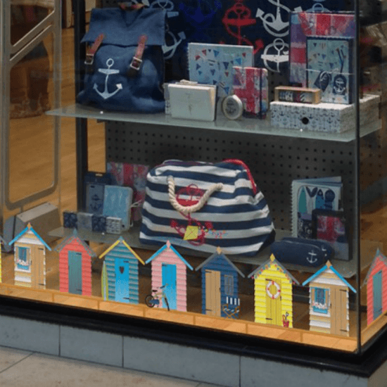 Beach Huts Summer Border Window Display Cling – Window Flakes